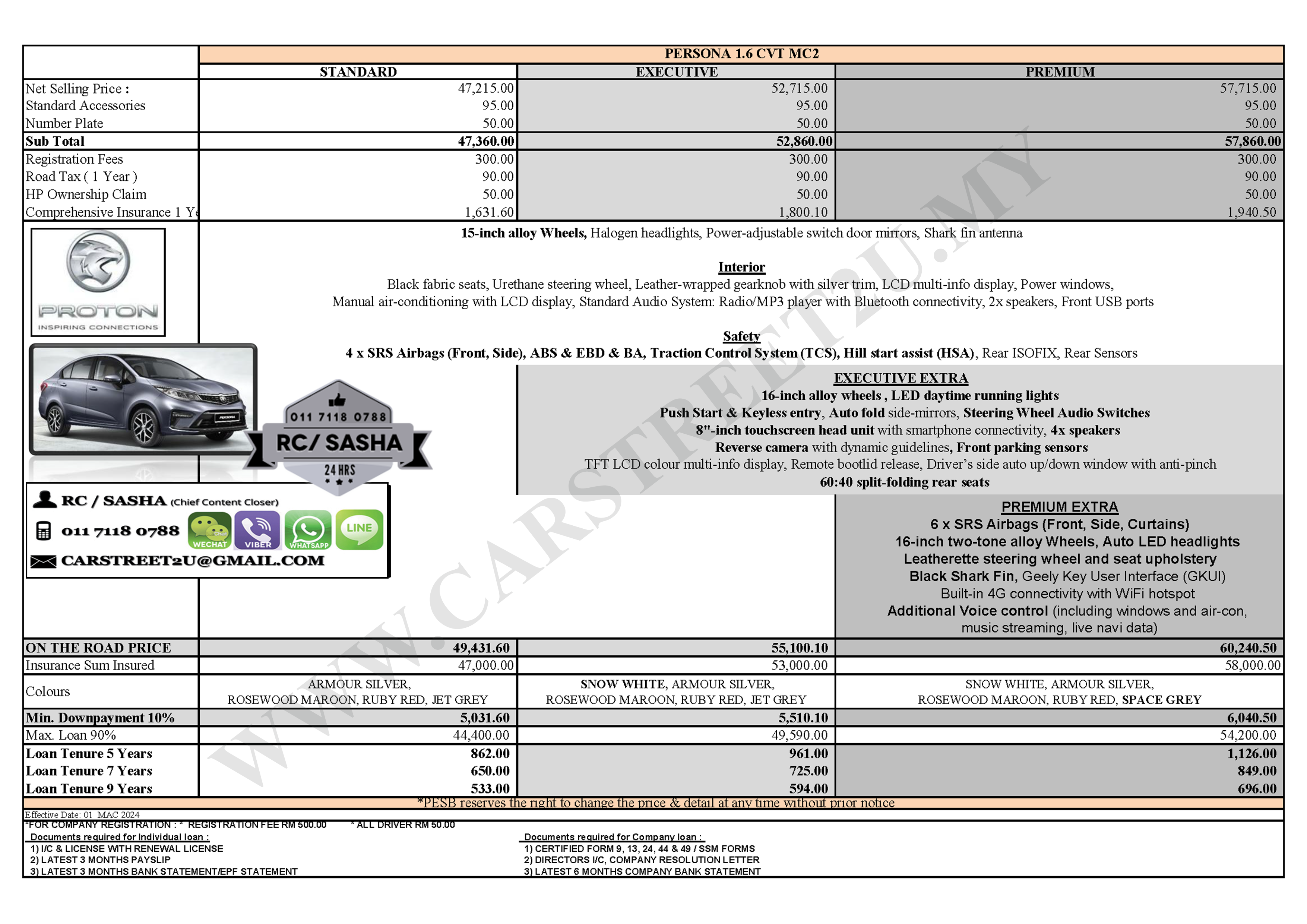Proton Persona MC2 – Price, Full Loan & Variants | CarStreet2u